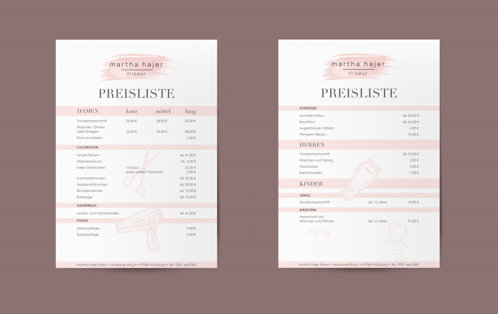 Preisliste A4 Martha Hajer Friseursalon - PRIO Creative Design